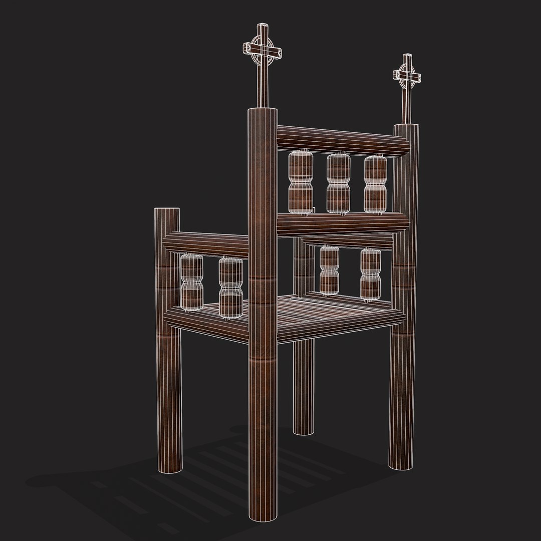 3D Medieval Elegant Cross Chair Model - TurboSquid 1882048