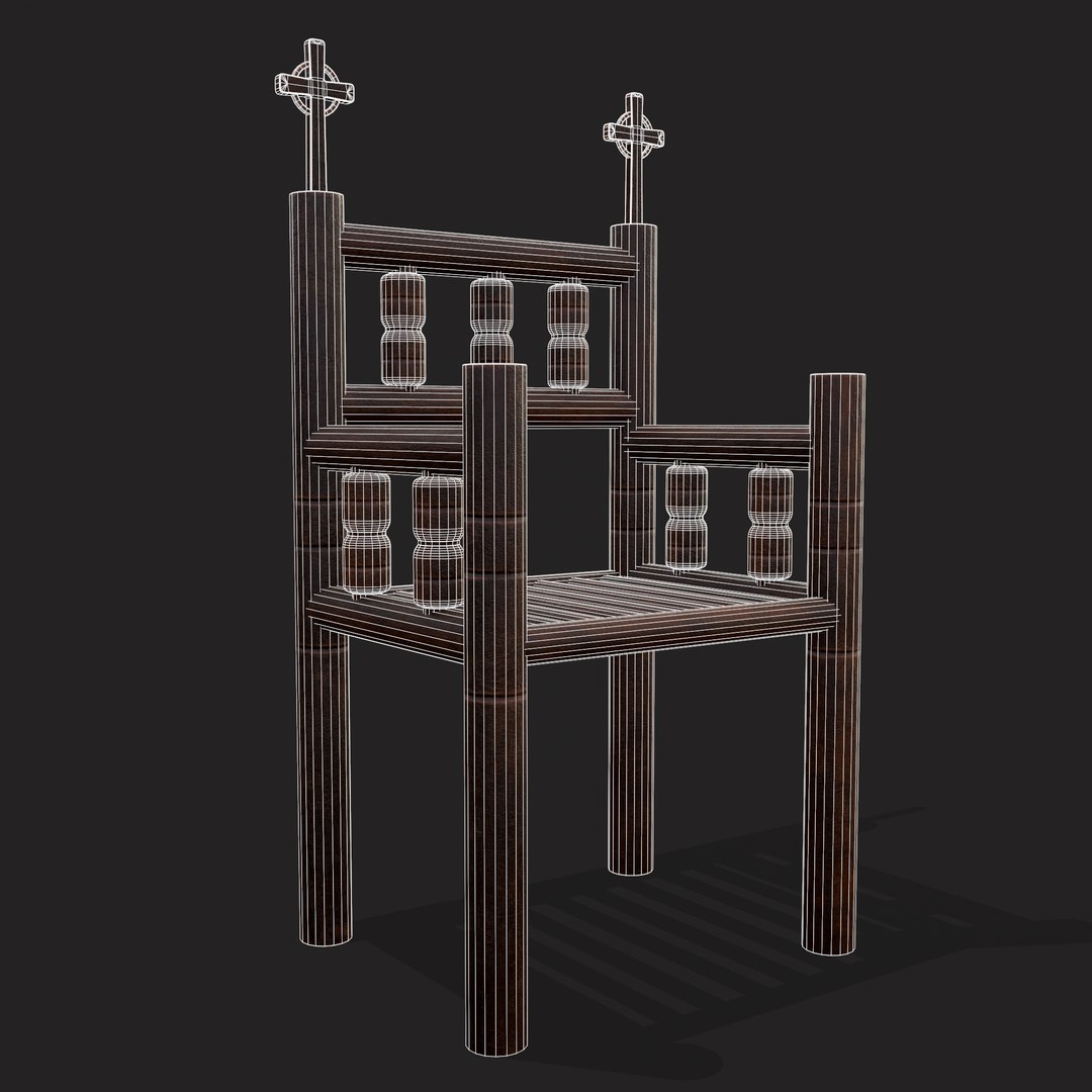3D Medieval Elegant Cross Chair Model - TurboSquid 1882048