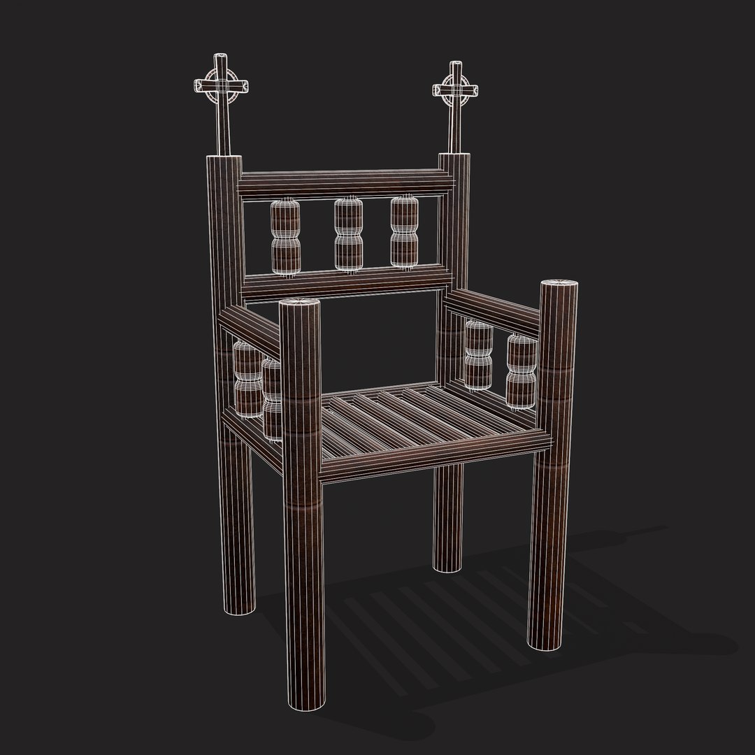 3D Medieval Elegant Cross Chair Model - TurboSquid 1882048