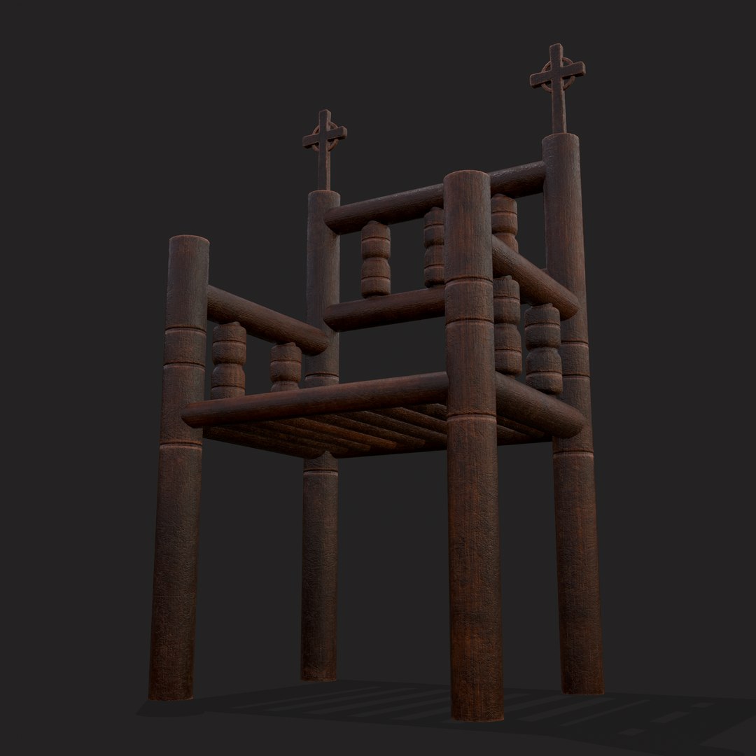 3D Medieval Elegant Cross Chair Model - TurboSquid 1882048