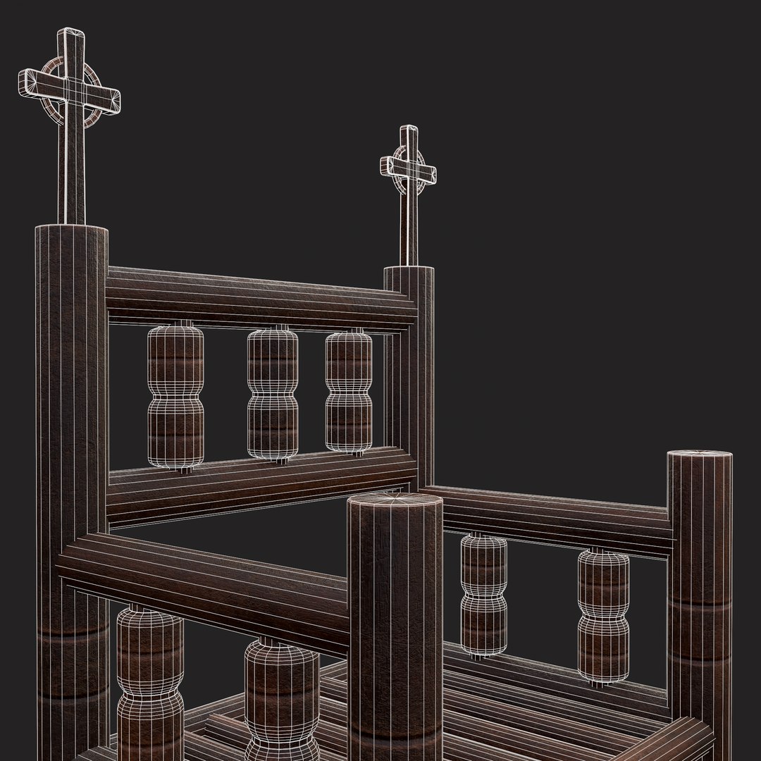 3D Medieval Elegant Cross Chair Model - TurboSquid 1882048
