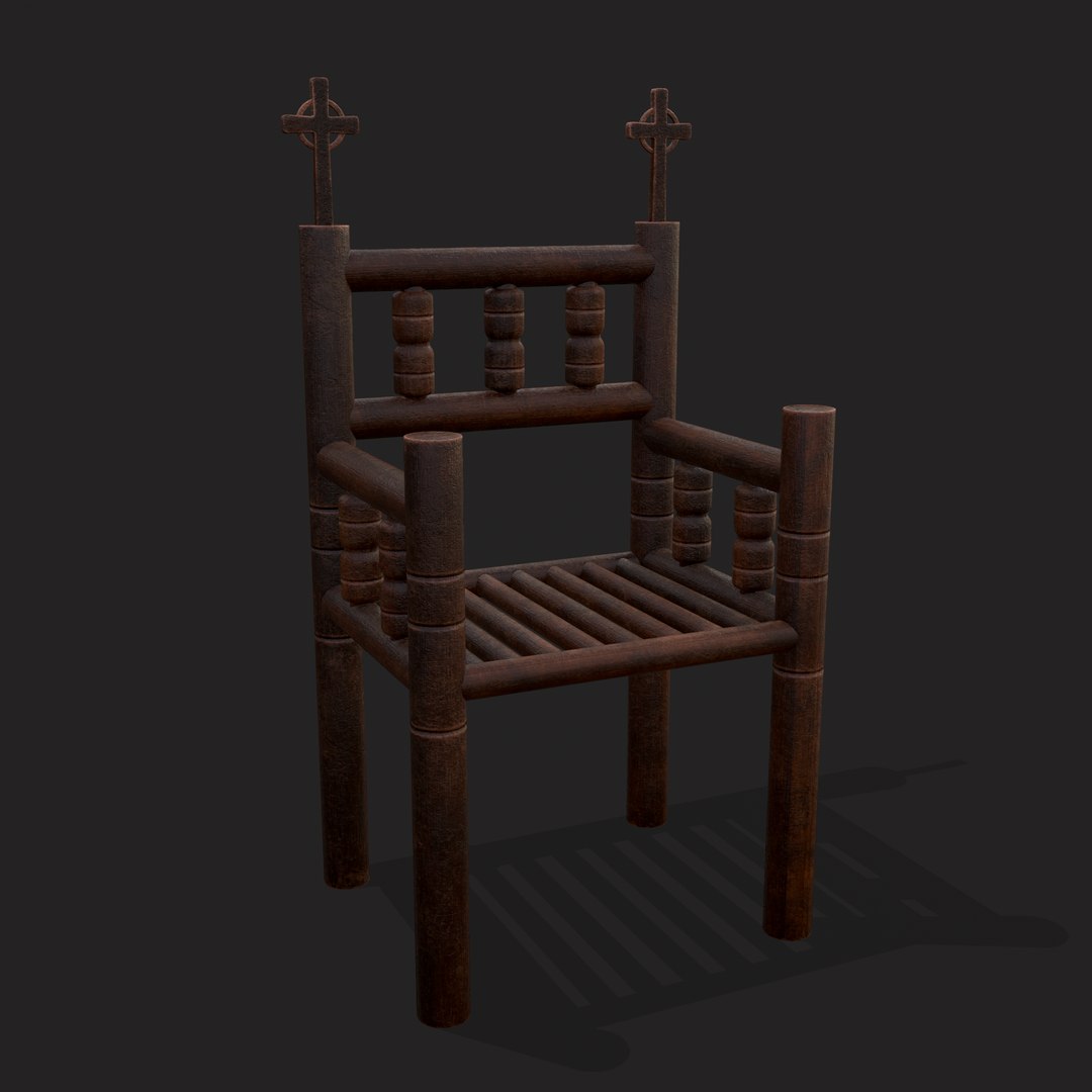 3D Medieval Elegant Cross Chair model - TurboSquid 1882048