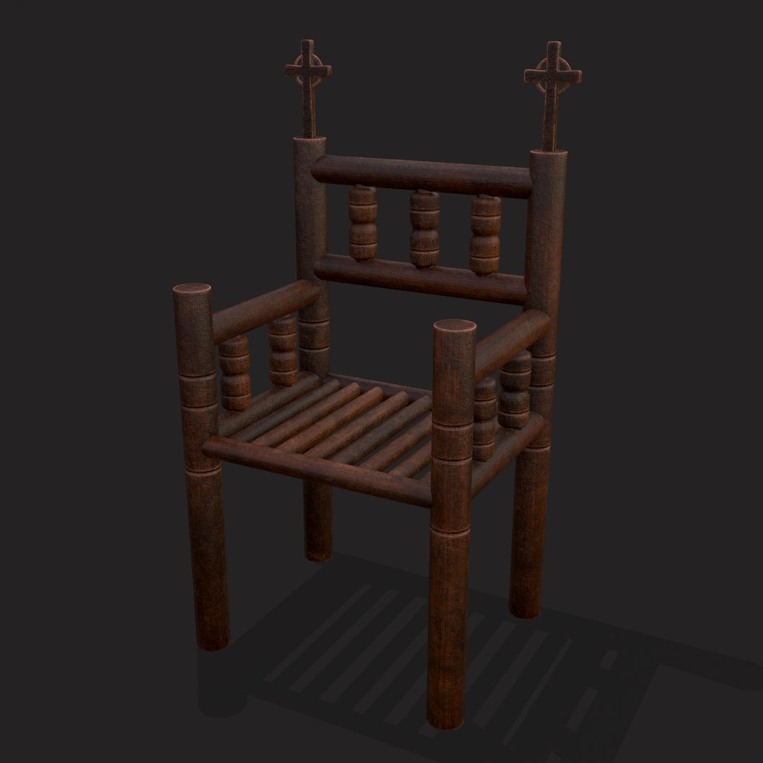 3D Medieval Elegant Cross Chair Model - TurboSquid 1882048
