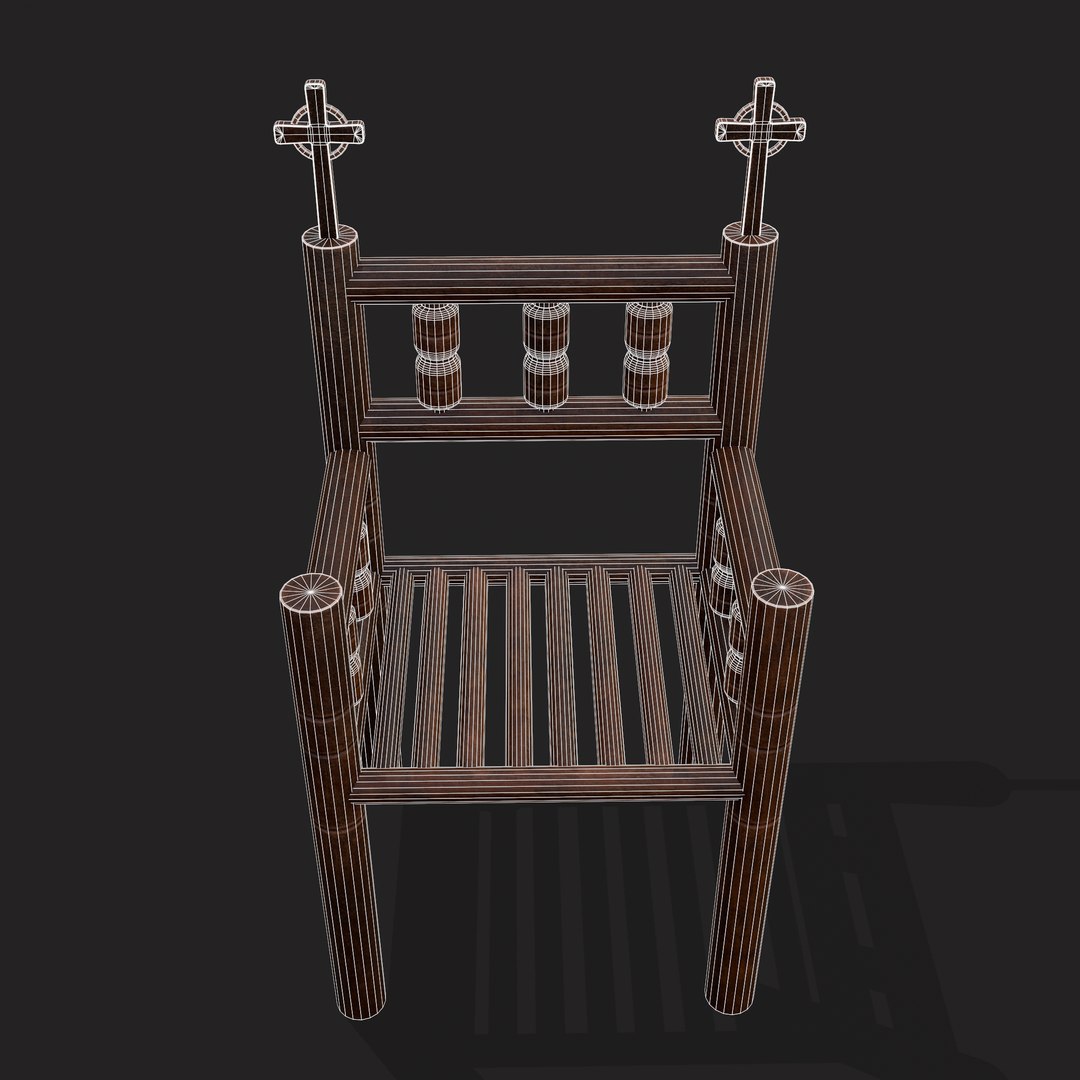 3D Medieval Elegant Cross Chair Model - TurboSquid 1882048