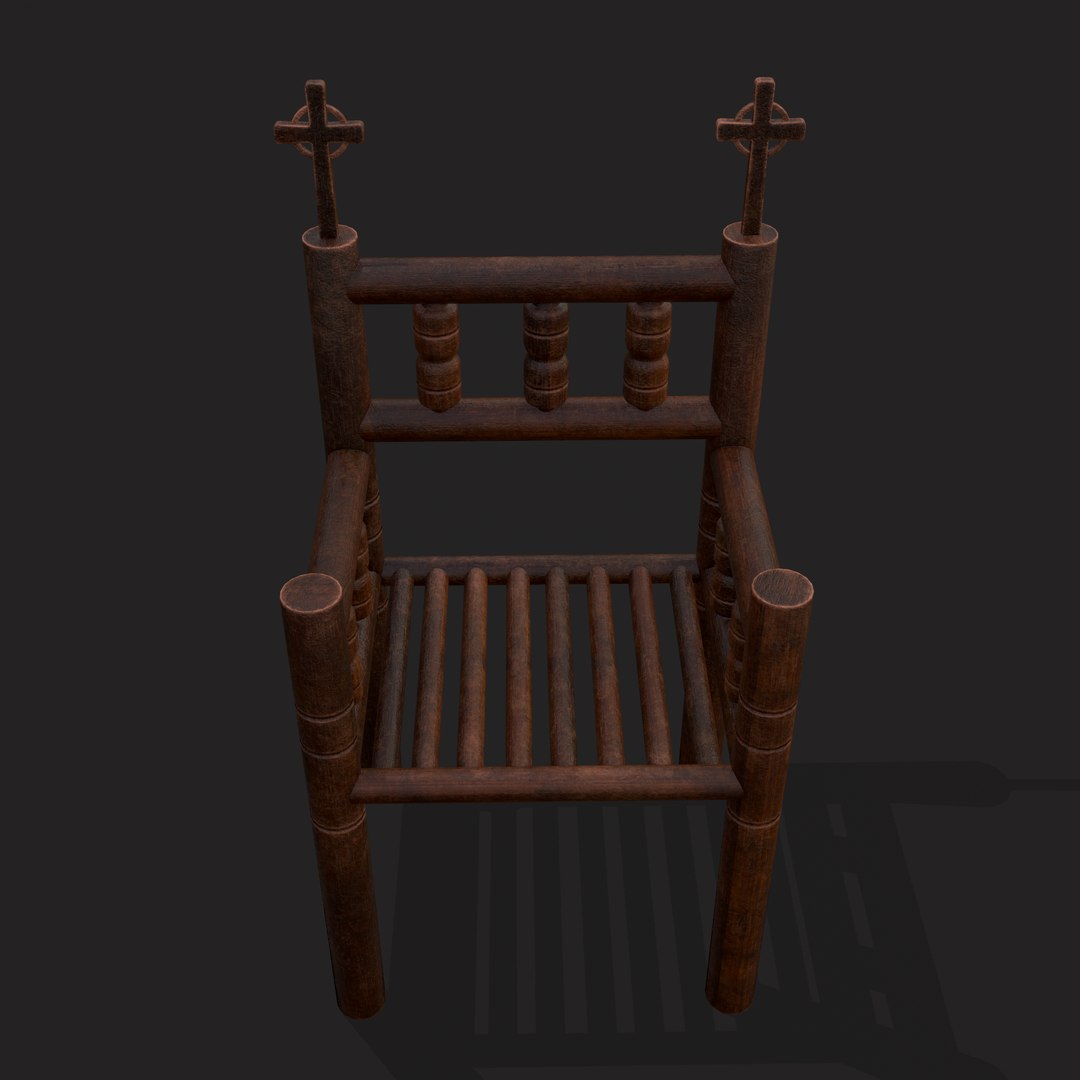 3D Medieval Elegant Cross Chair Model - TurboSquid 1882048