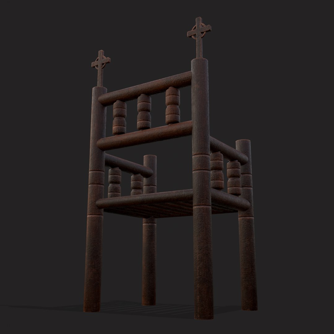 3D Medieval Elegant Cross Chair Model - TurboSquid 1882048