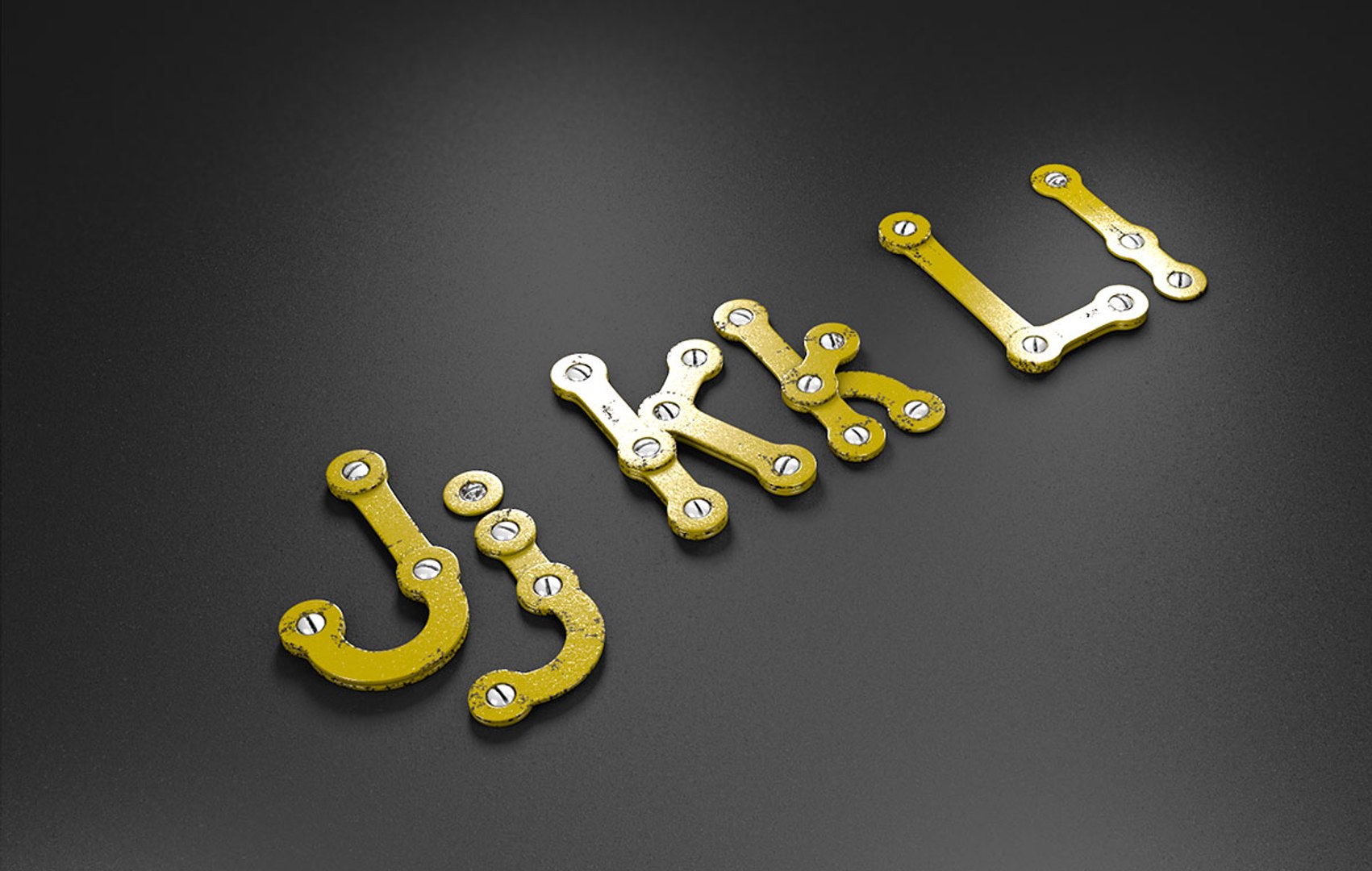 3D model jkl rusty metal alphabet letters - TurboSquid 1454040