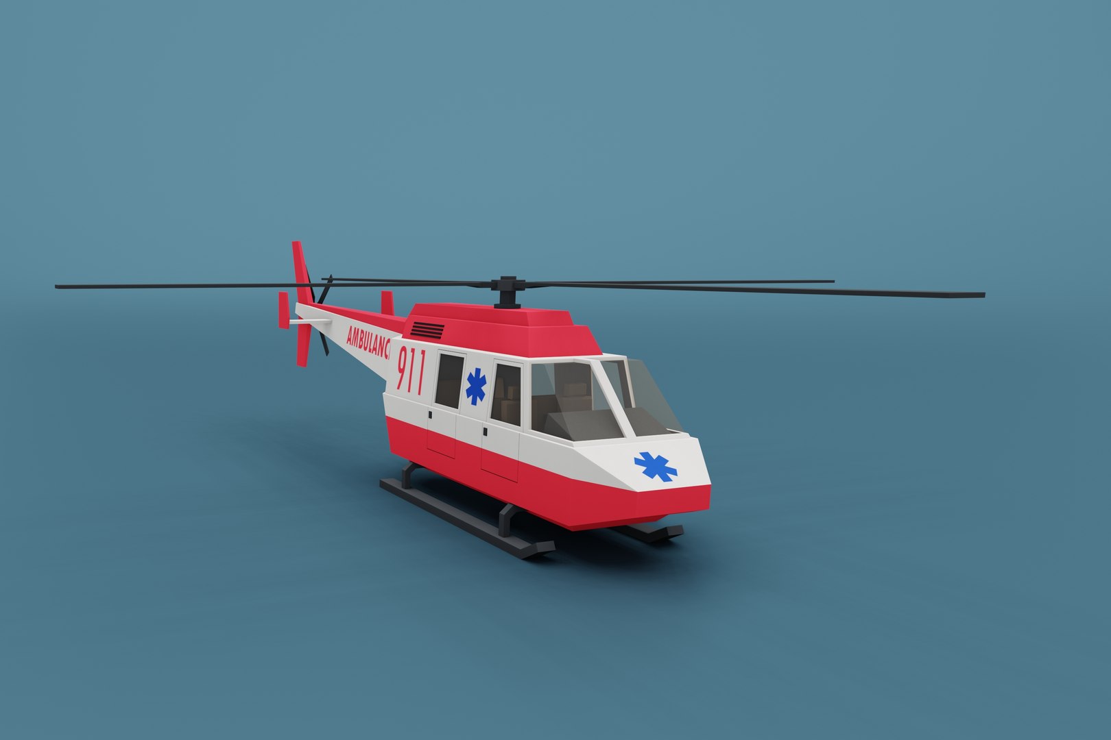 3D Stylized City 911 Helicopter Low Poly Model - TurboSquid 2135279