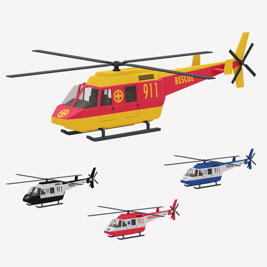 3D Stylized City 911 Helicopter Low Poly Model - TurboSquid 2135279