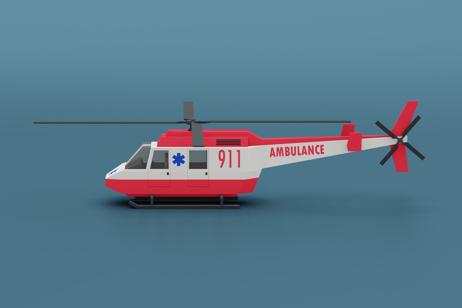 3D Stylized City 911 Helicopter Low Poly Model - TurboSquid 2135279