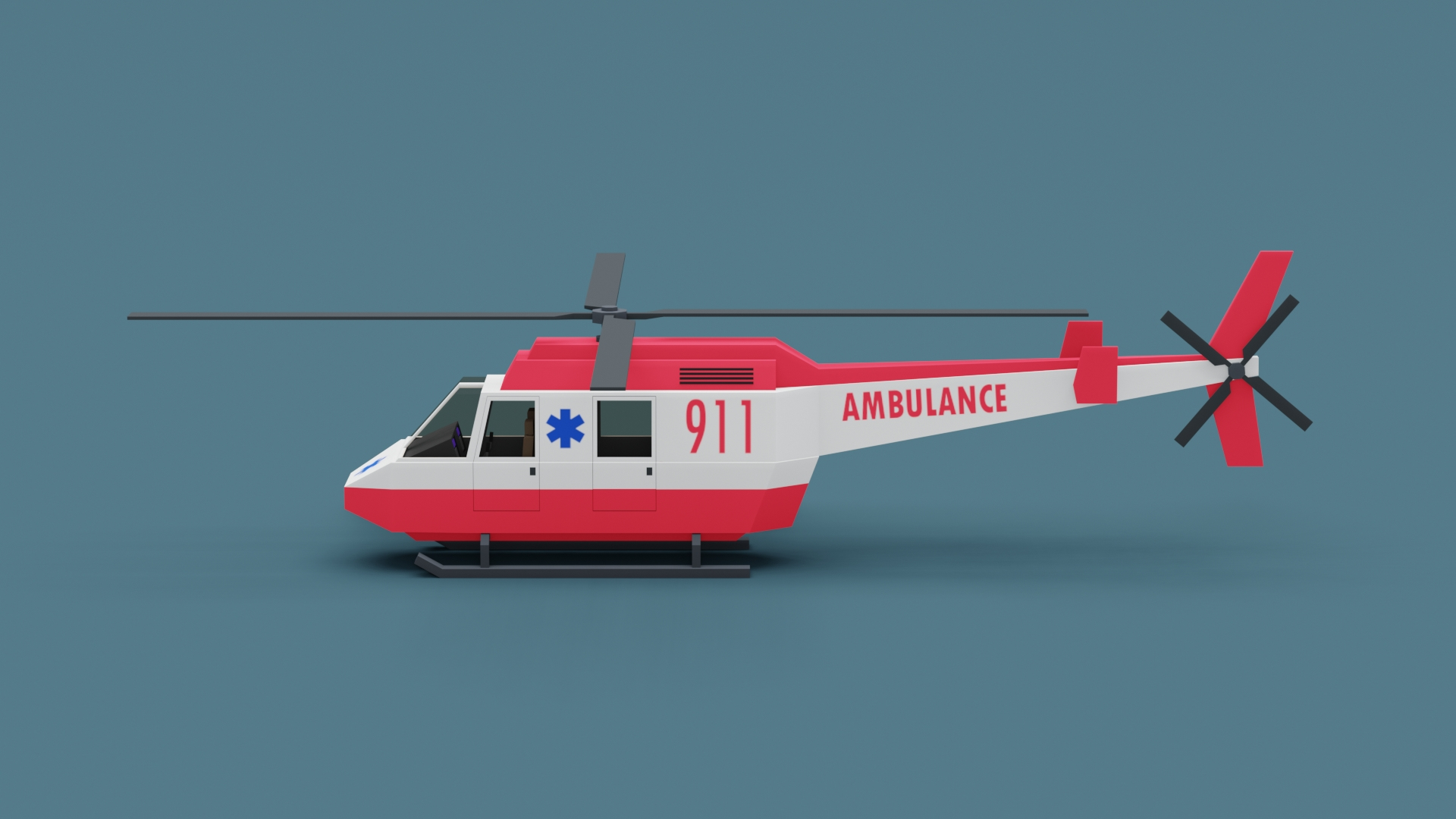 3D Stylized City 911 Helicopter Low Poly Model - TurboSquid 2135279