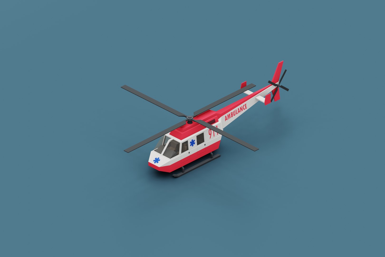 3D Stylized City 911 Helicopter Low Poly Model - TurboSquid 2135279