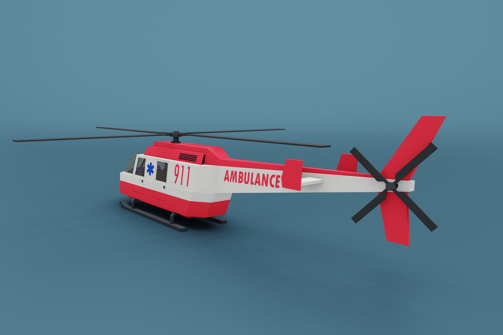 3D Stylized City 911 Helicopter Low Poly Model - TurboSquid 2135279