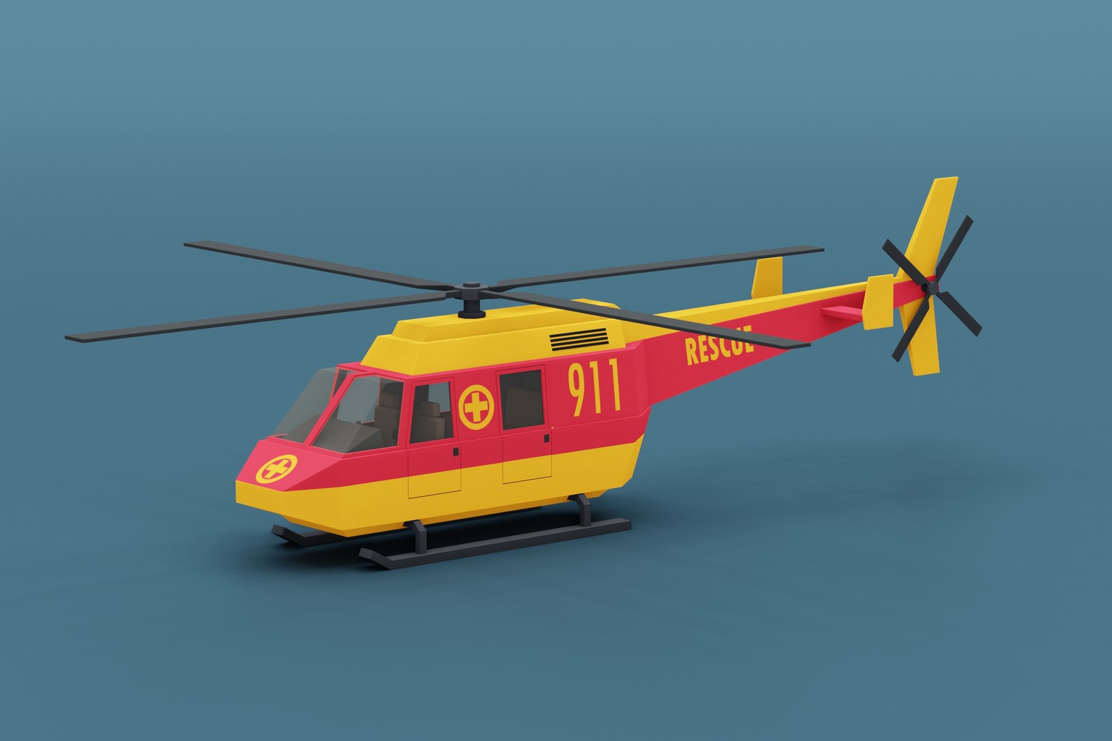 3D Stylized City 911 Helicopter Low Poly Model - TurboSquid 2135279