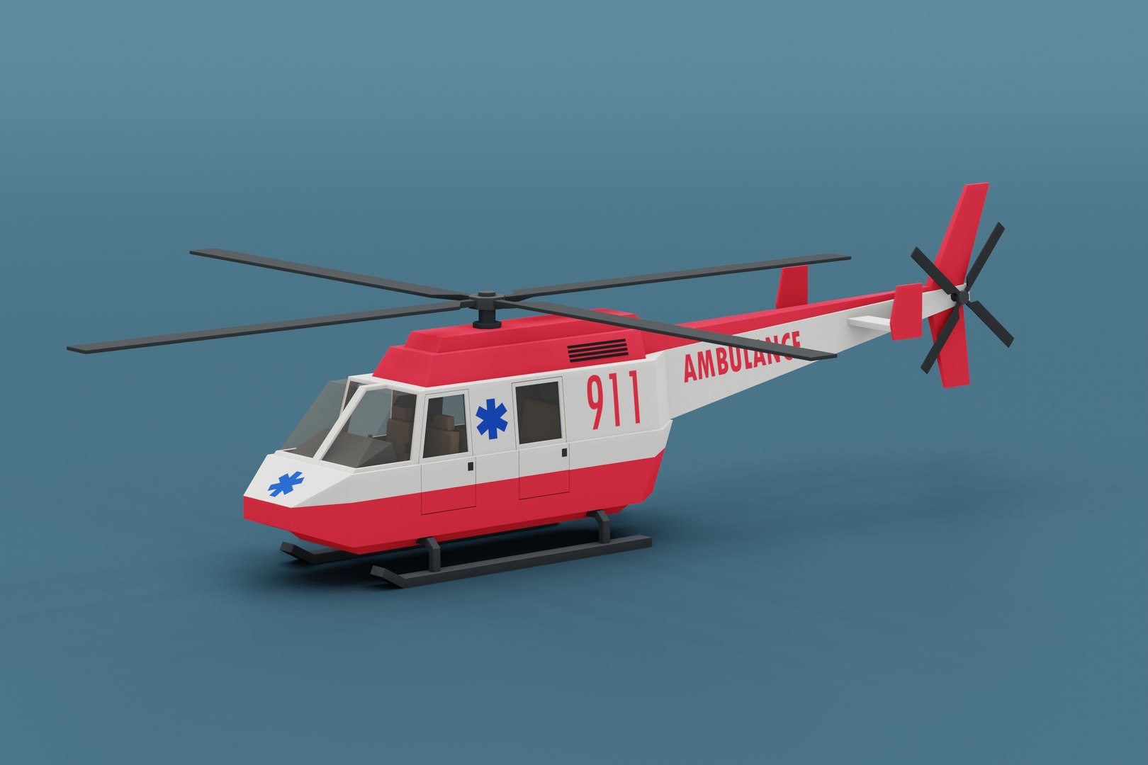 3D Stylized City 911 Helicopter Low Poly Model - TurboSquid 2135279