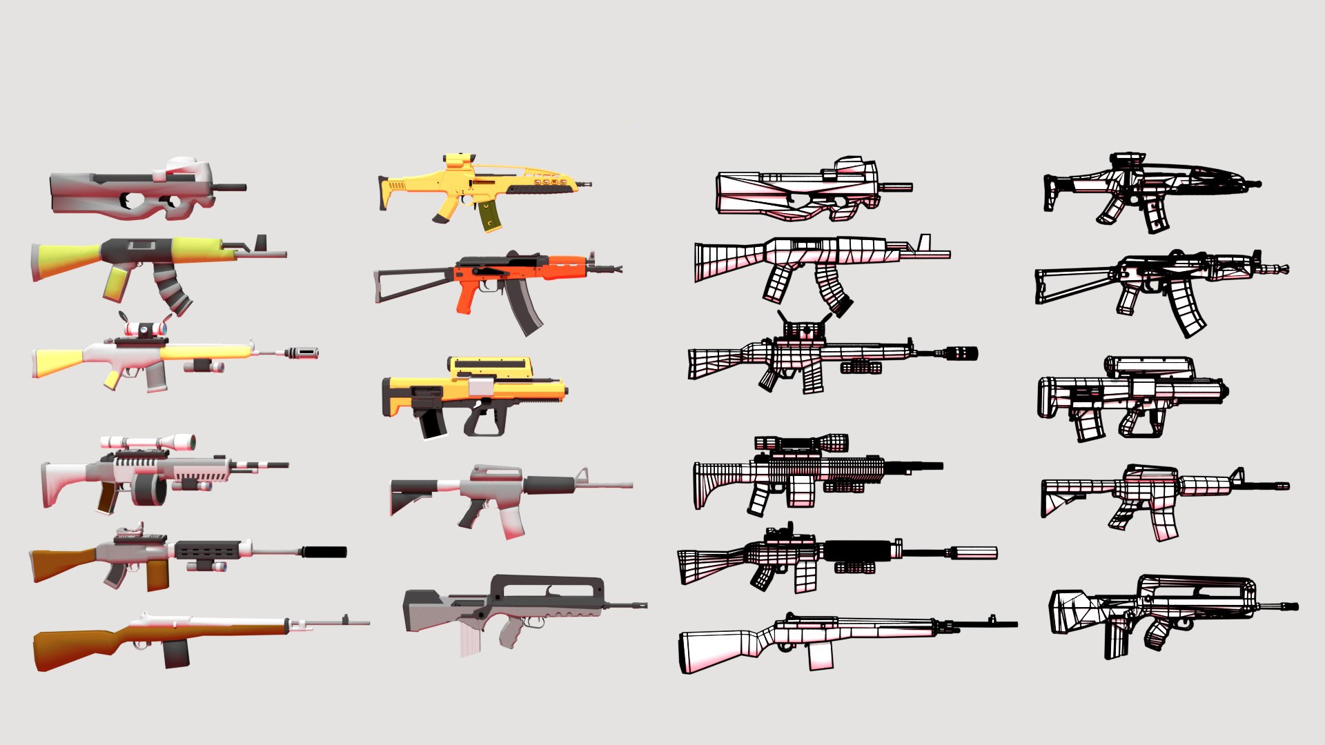 Weapons asset pack assault rifles 3D model - TurboSquid 1634745