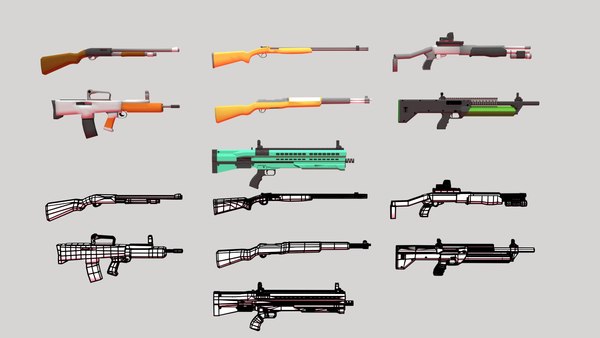 Weapons asset pack assault rifles 3D model - TurboSquid 1634745