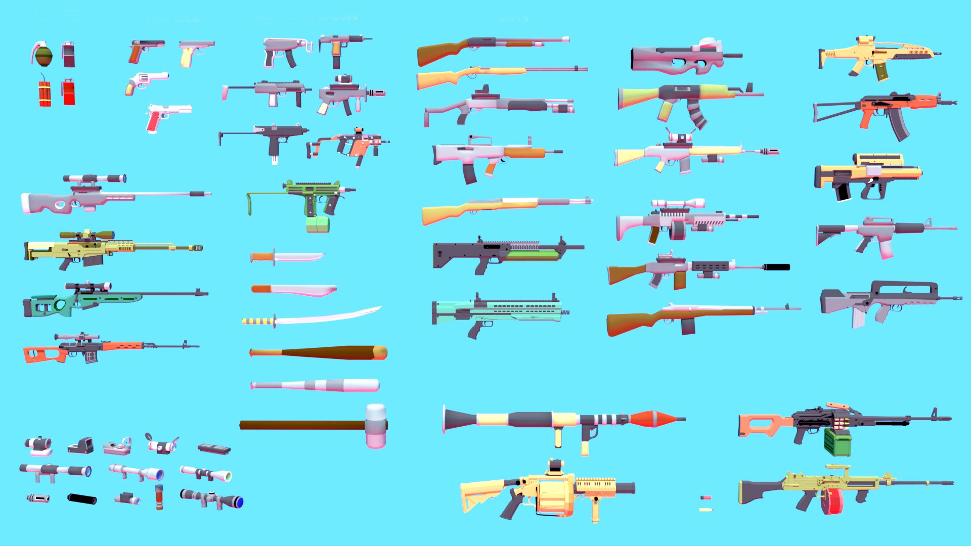 Weapons asset pack assault rifles 3D model - TurboSquid 1634745