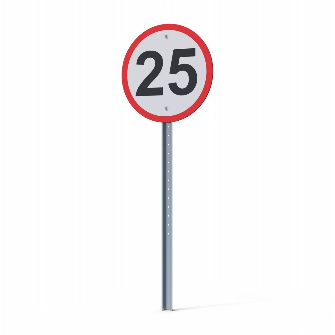 Road Sign Maximum Speed 25 Model - TurboSquid 2105477