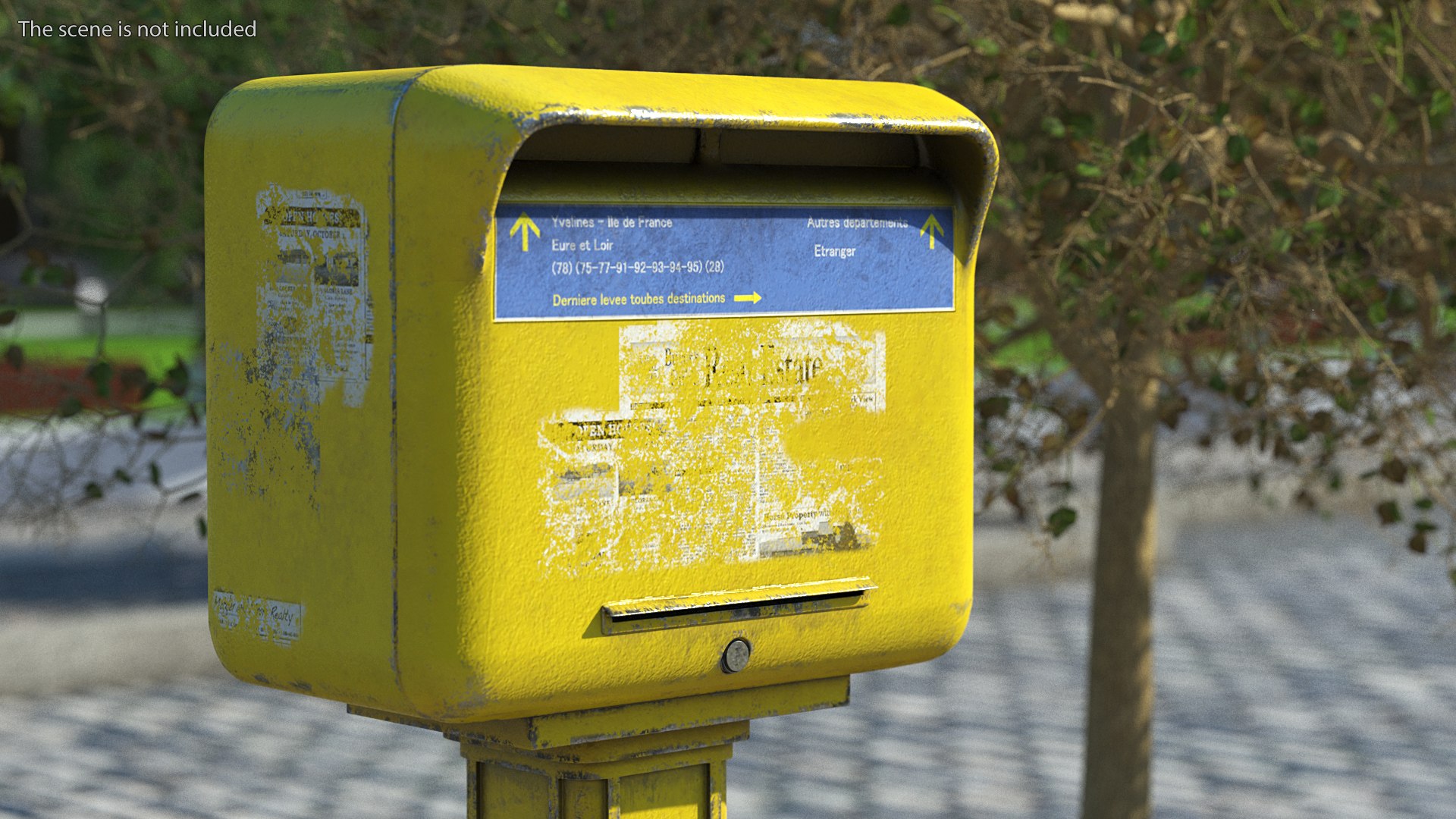 Vintage French Yellow Mailbox Post 3D model - TurboSquid 1830853