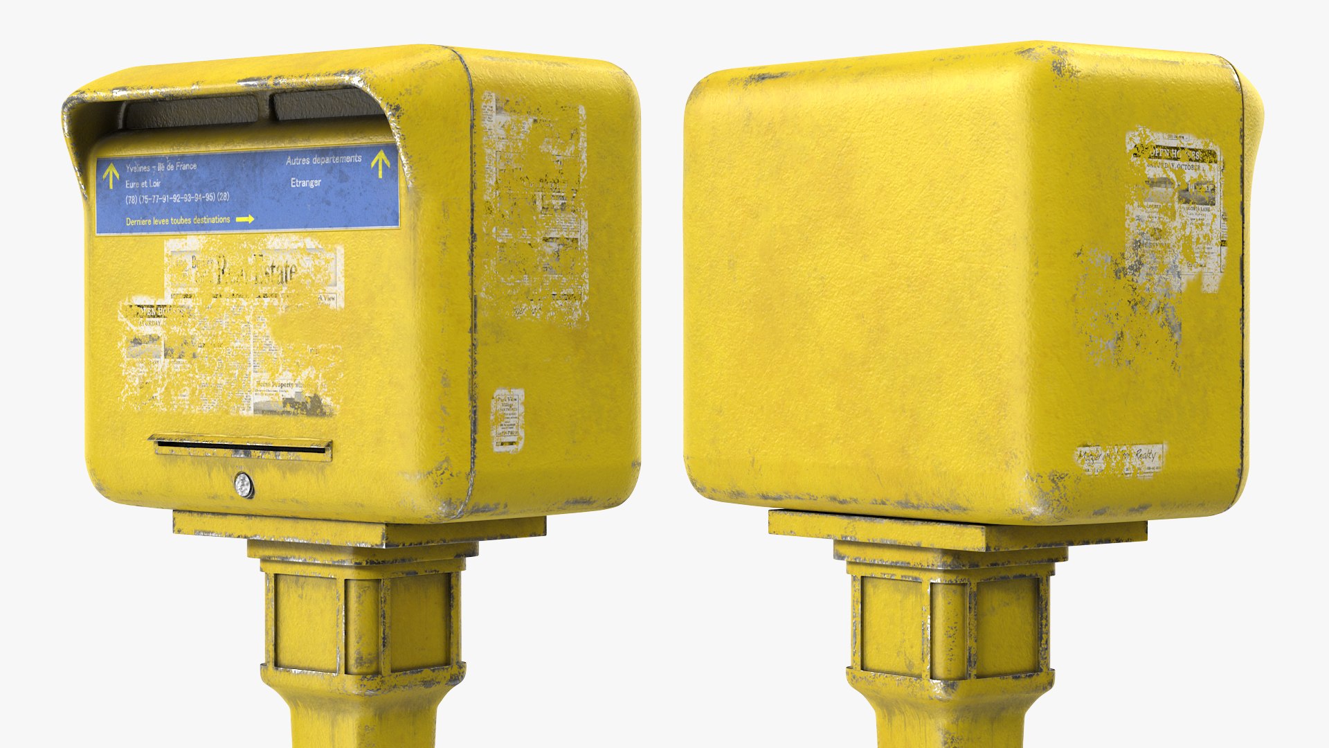 Vintage French Yellow Mailbox Post 3D model - TurboSquid 1830853