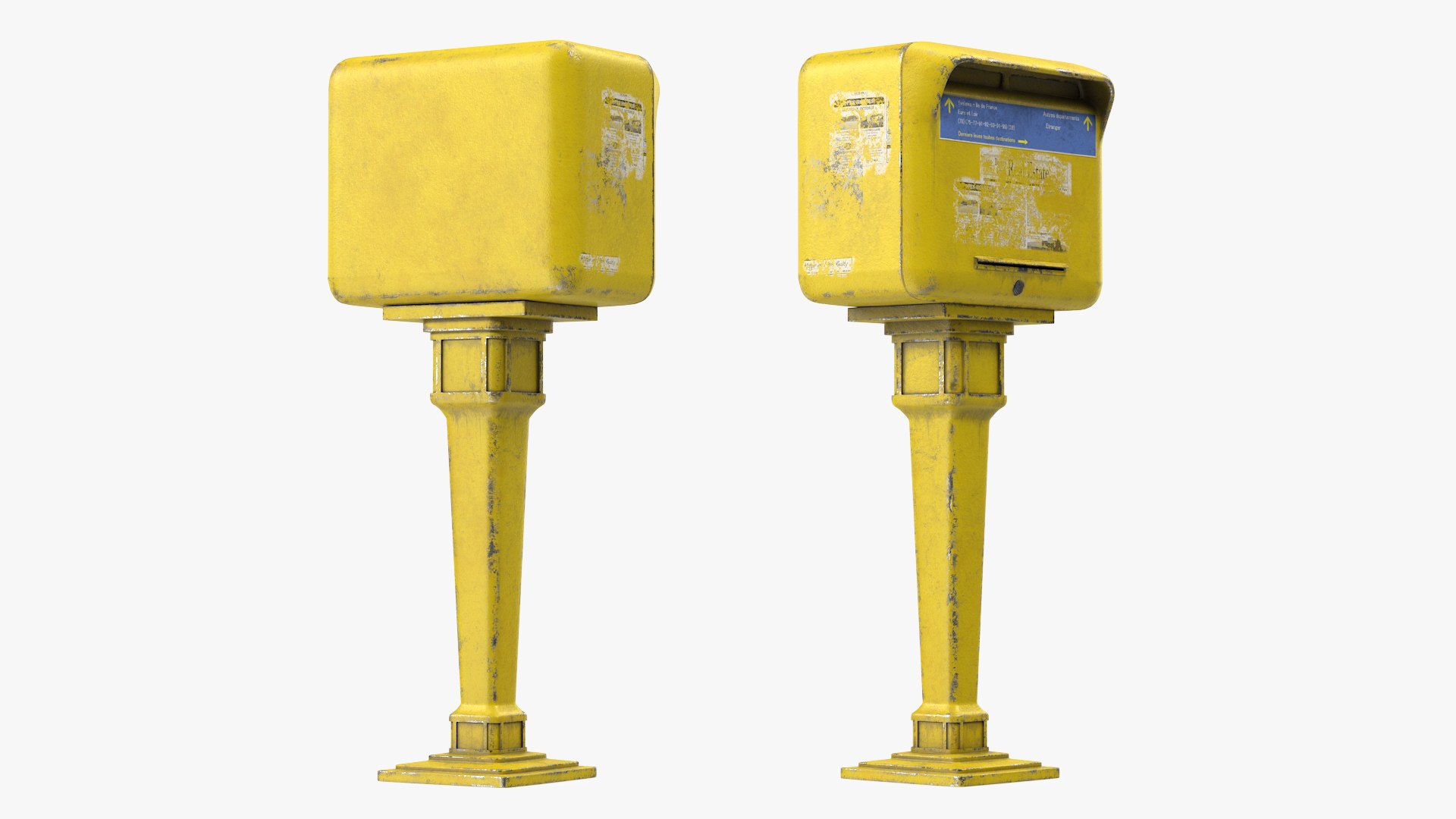 Vintage French Yellow Mailbox Post 3D model - TurboSquid 1830853