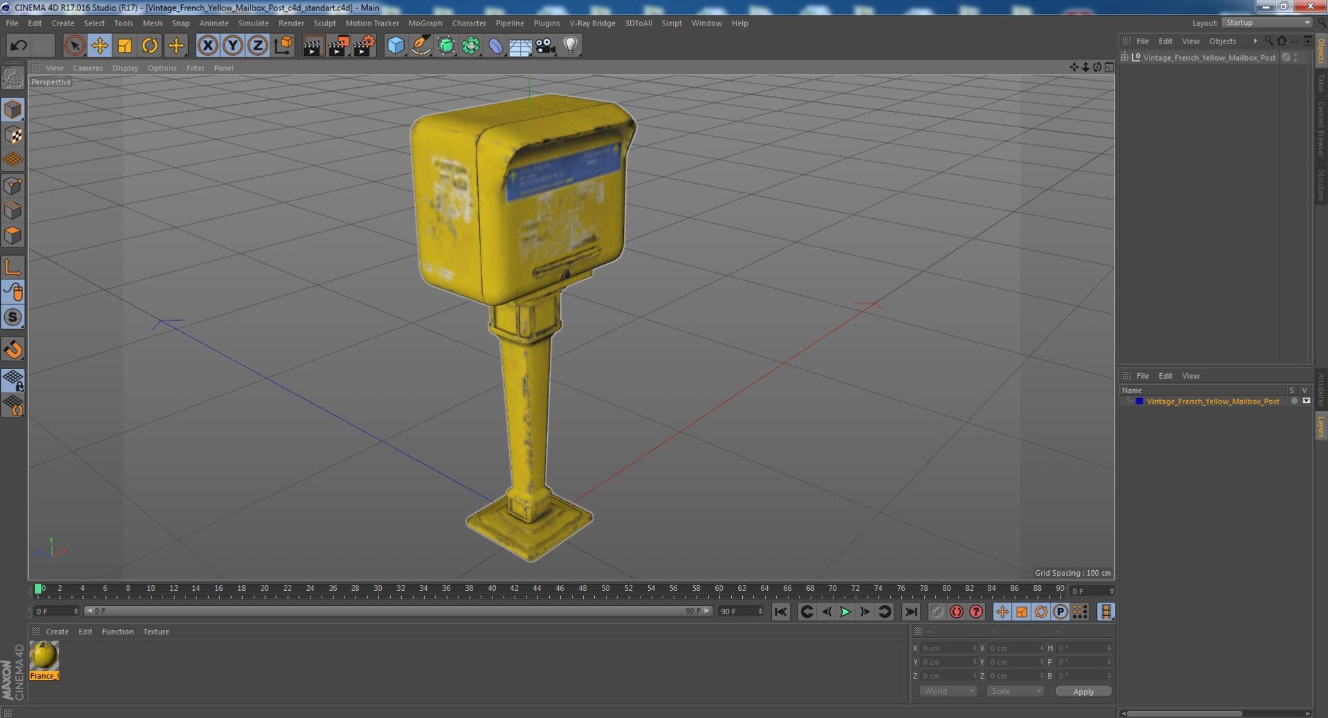 Vintage French Yellow Mailbox Post 3D model - TurboSquid 1830853