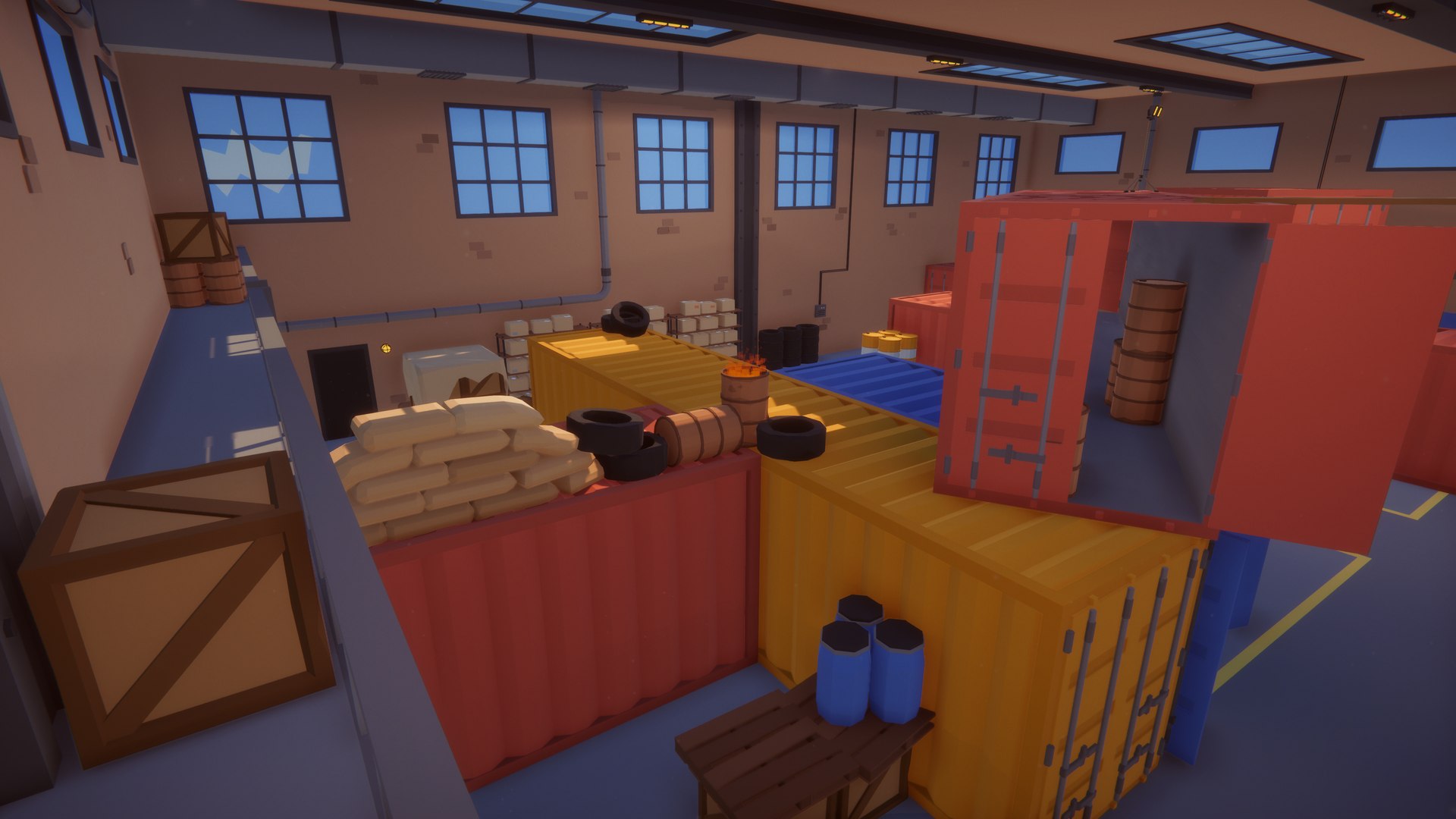 3D Low Poly FPS Map Vol4 Shooter Warehouse Deathmatch Map For Unity ...