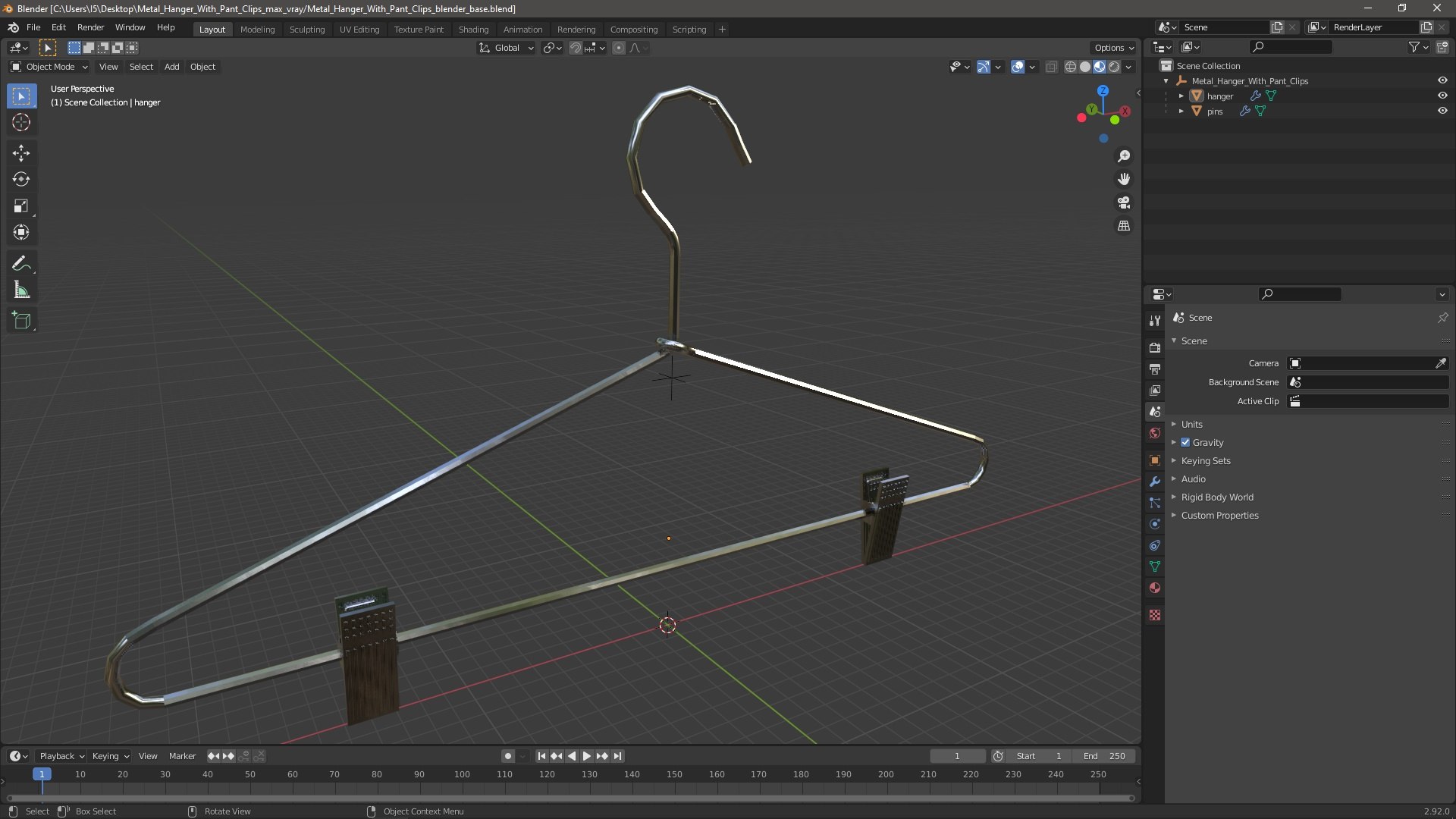 Metal Hanger With Pant Clips 3D - TurboSquid 2207157