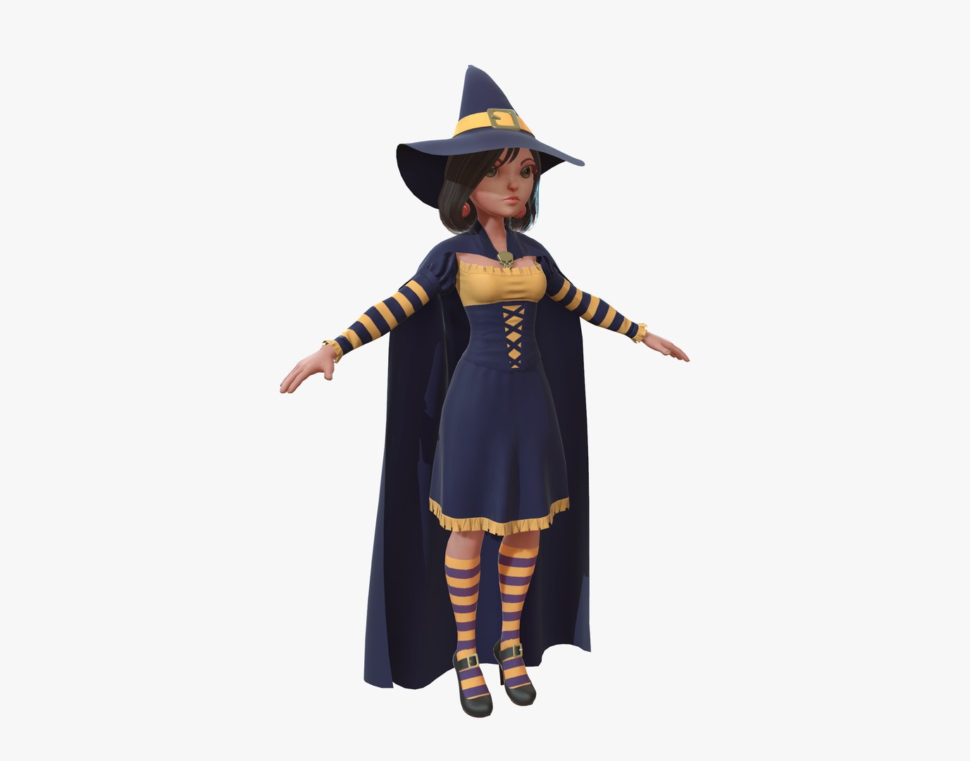 cartoon witch girl 3d obj