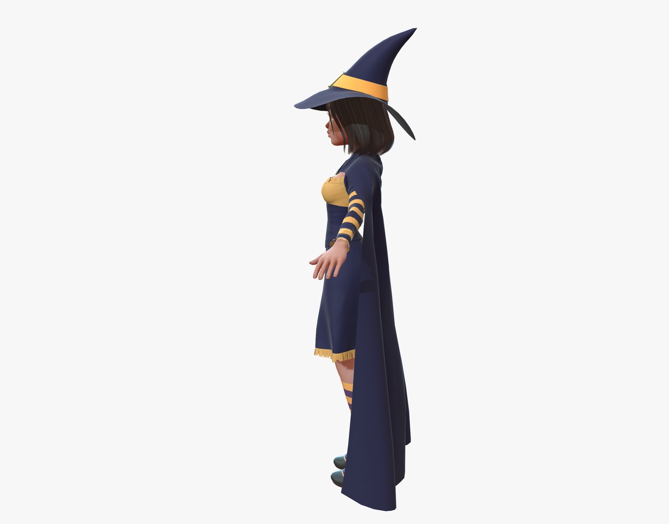 cartoon witch girl 3d obj