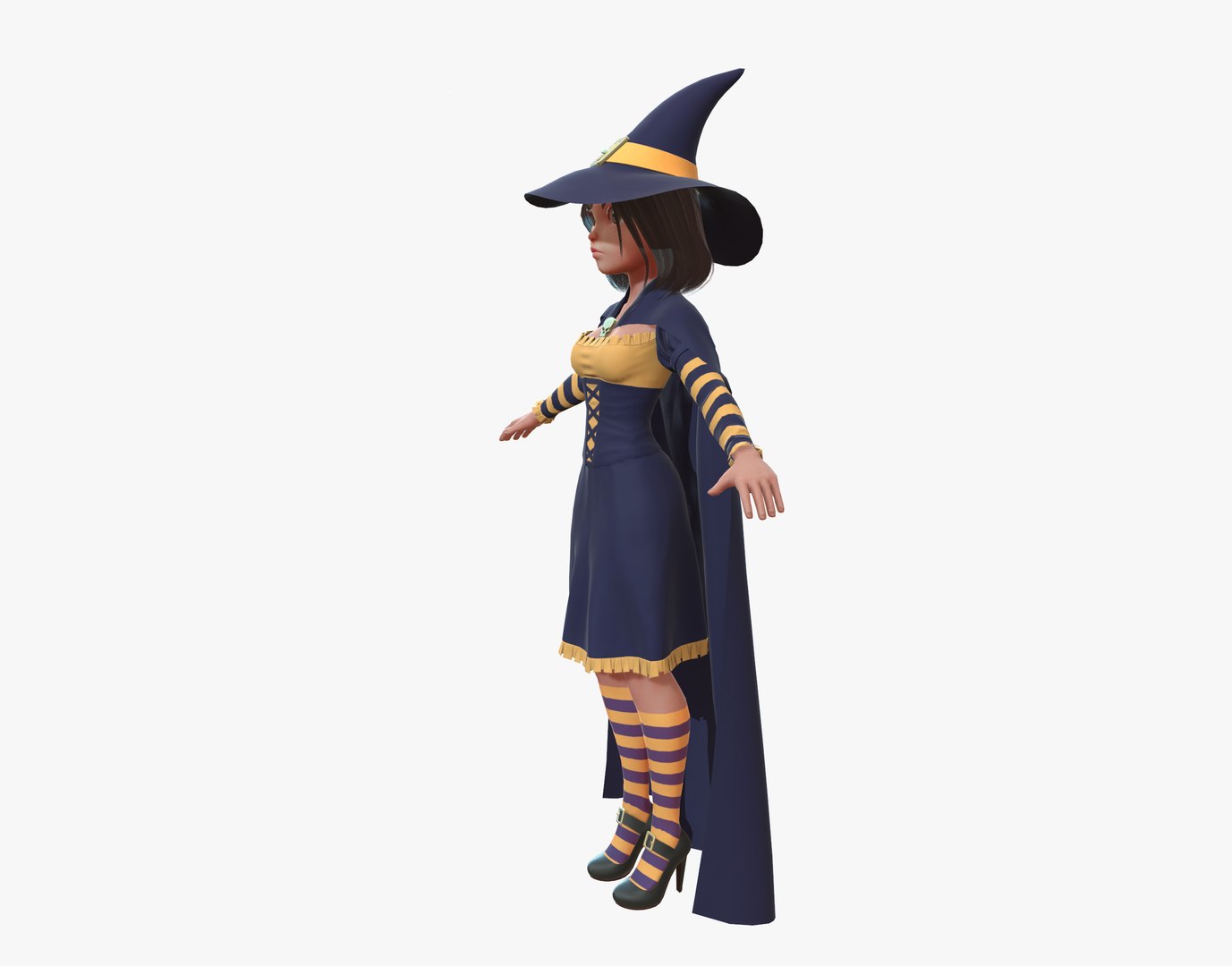 cartoon witch girl 3d obj