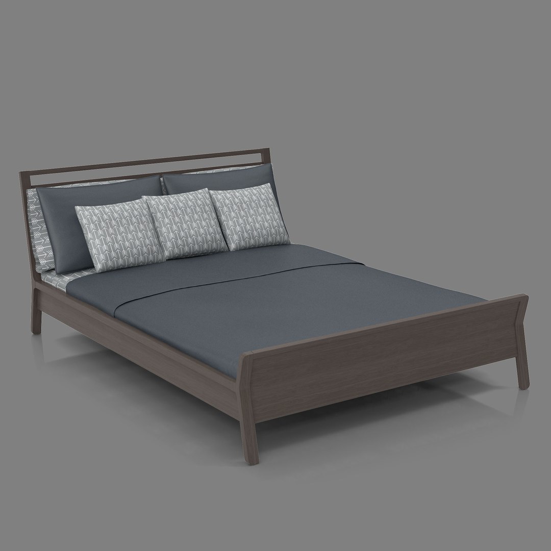 3d Woodrow Queen Bed Frame Model