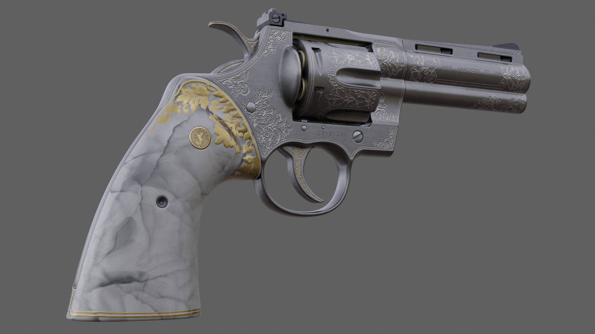 Colt Python 357 4 Inch Engraved 3D - TurboSquid 2035870