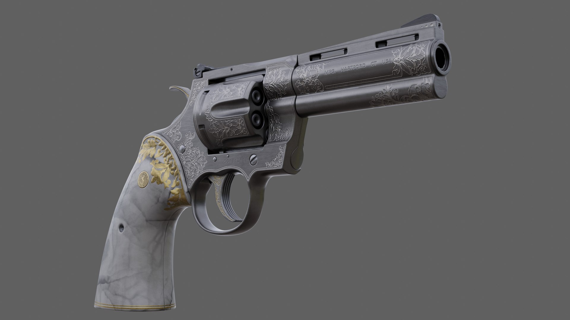 Colt Python 357 4 Inch Engraved 3D - TurboSquid 2035870