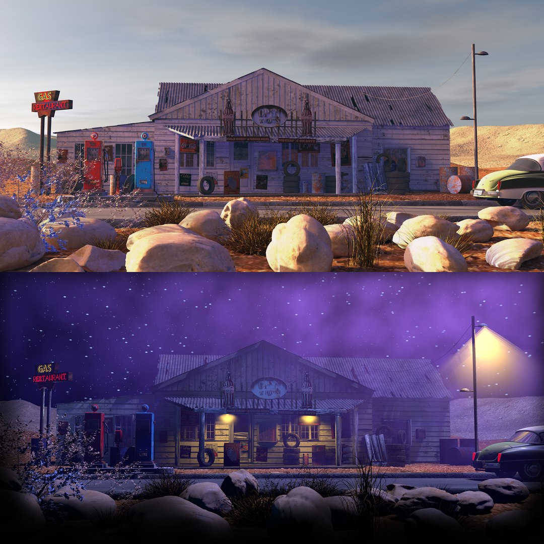 Day Night Scene Old 3d C4d