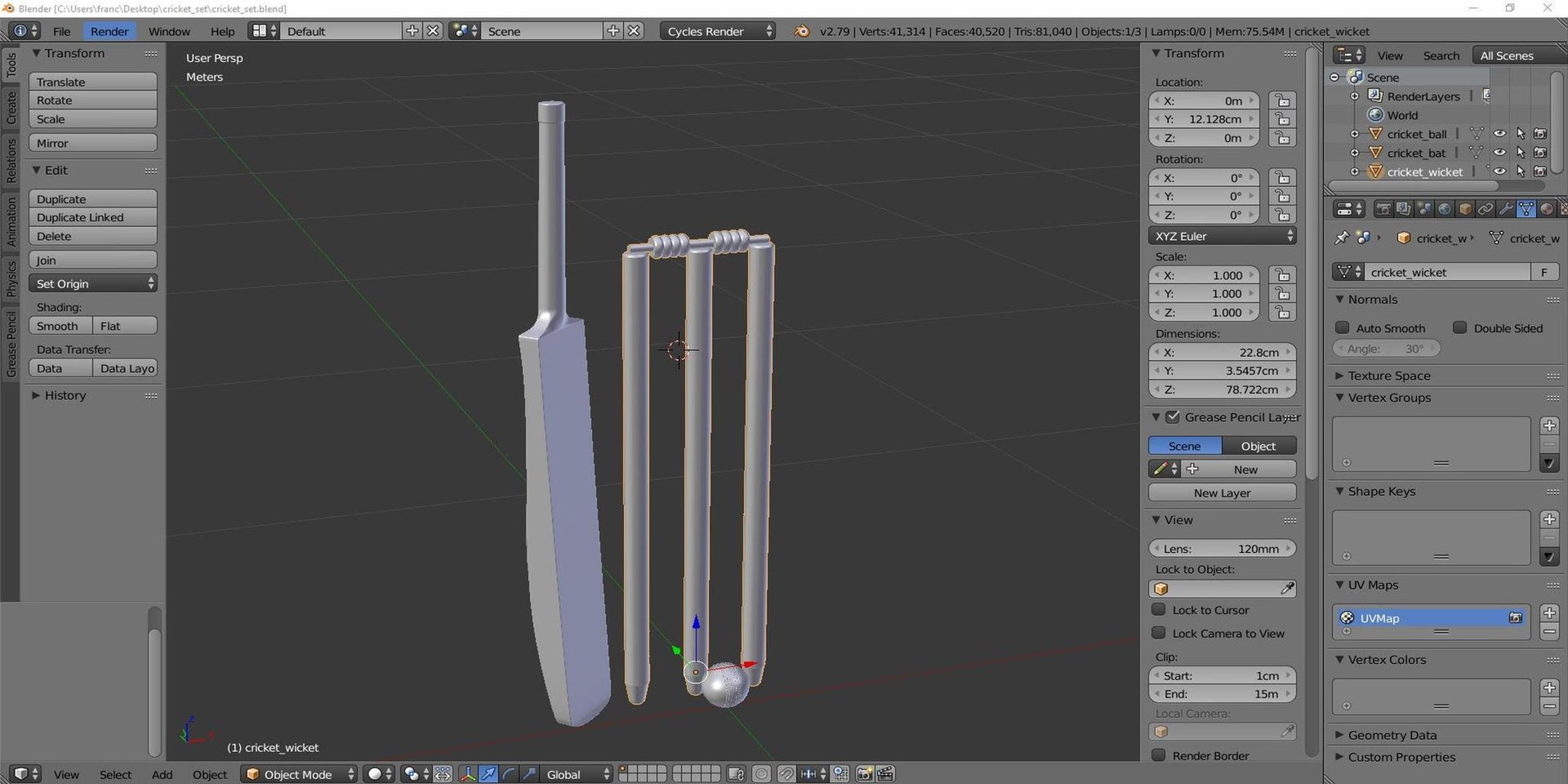 Cricket Set Model - TurboSquid 1473857