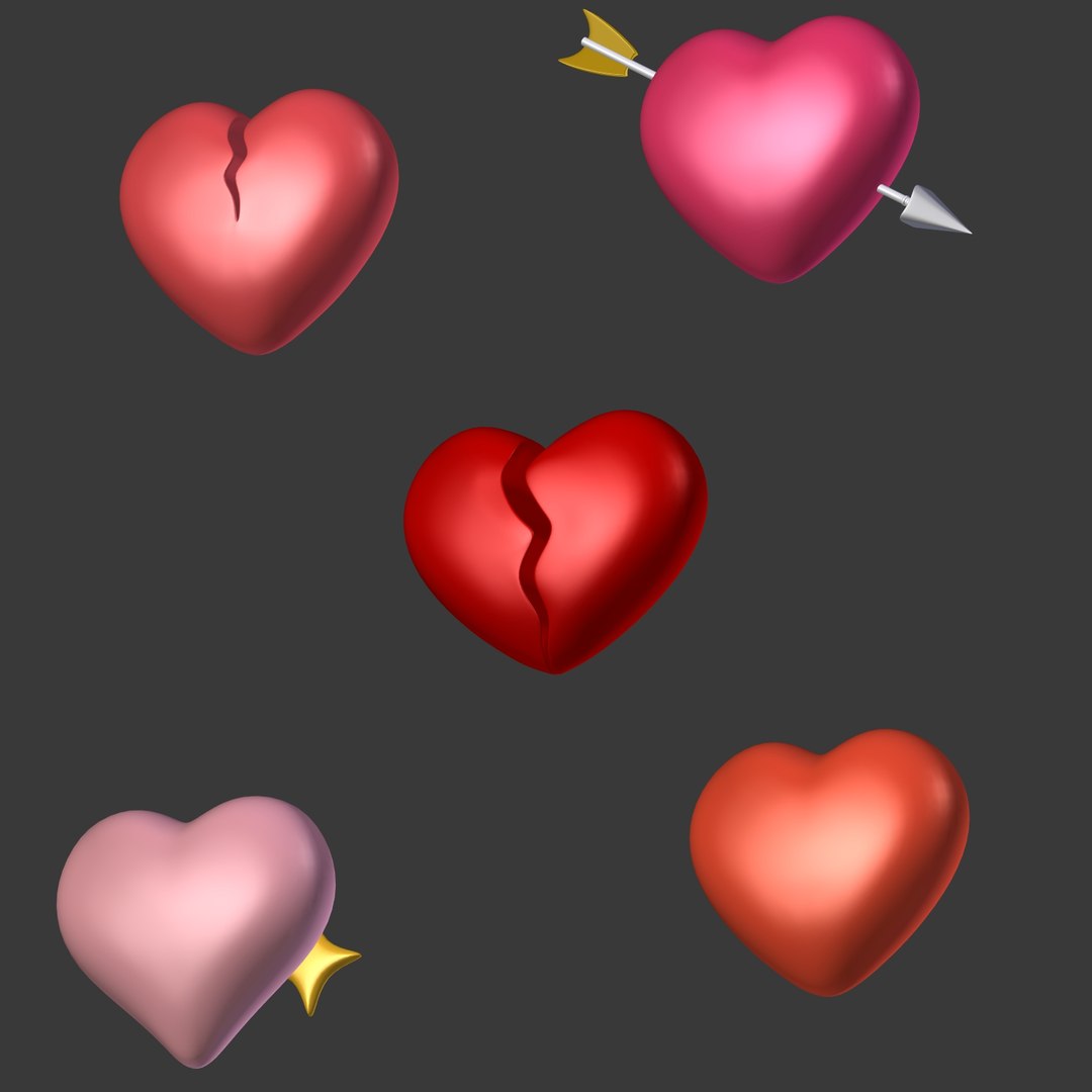 3D Hearts Icons Model - TurboSquid 1292381
