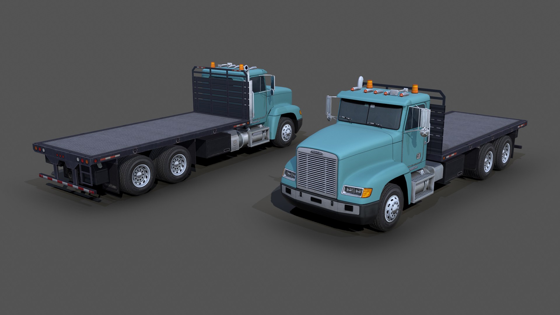 3D Freightliner FLD 120 2000 flatbed truck s01 - TurboSquid 2112483