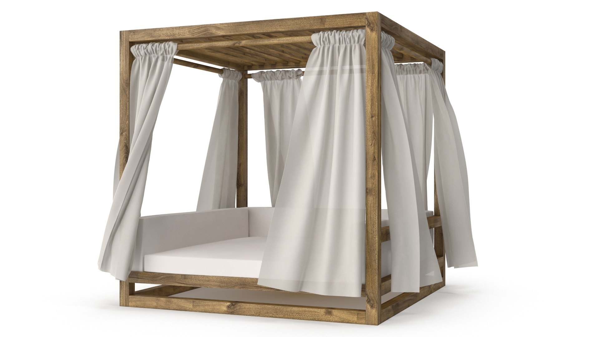 Wood Outdoor Beach Tent with Fabric Curtains 3D model - TurboSquid 1735638