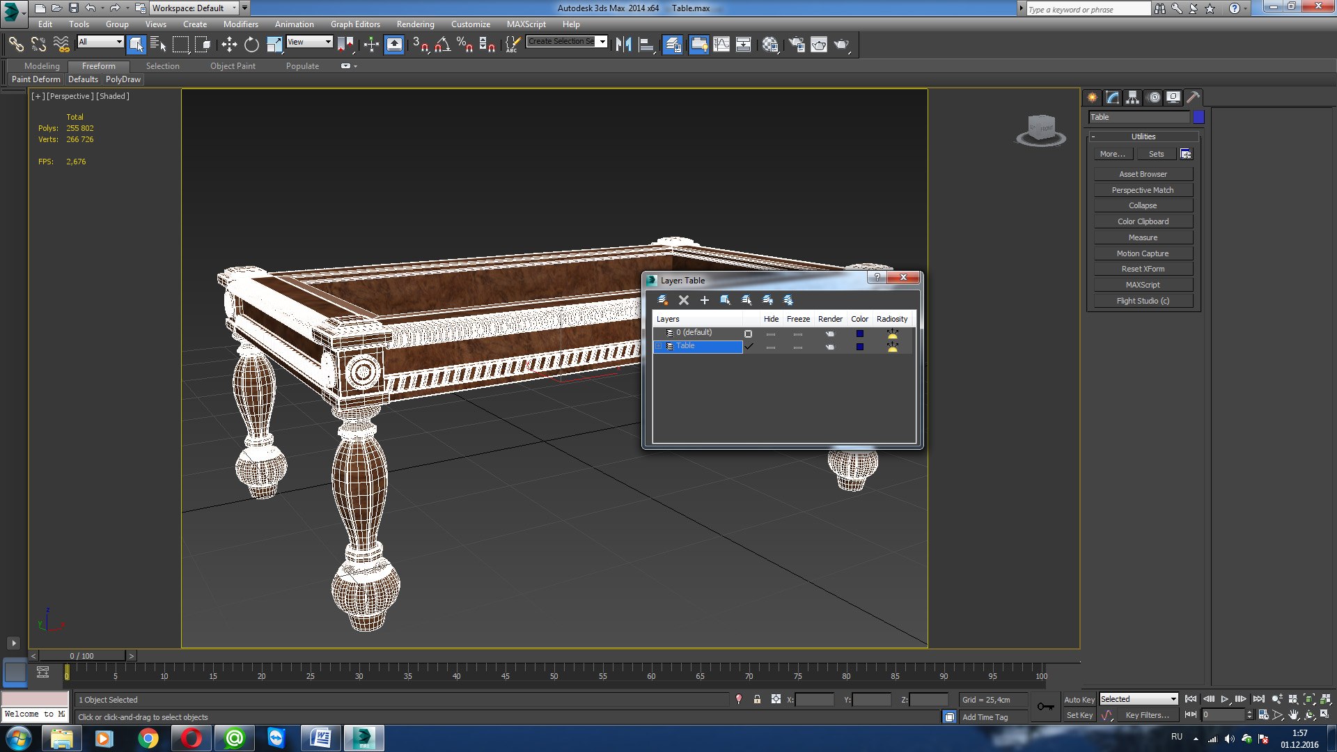 3d Model Table Lacquered Wood