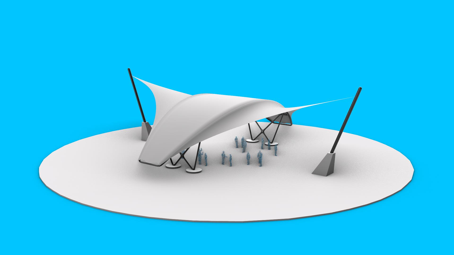 3D Model Tensile Structure Canopy Set 01 - TurboSquid 2357899
