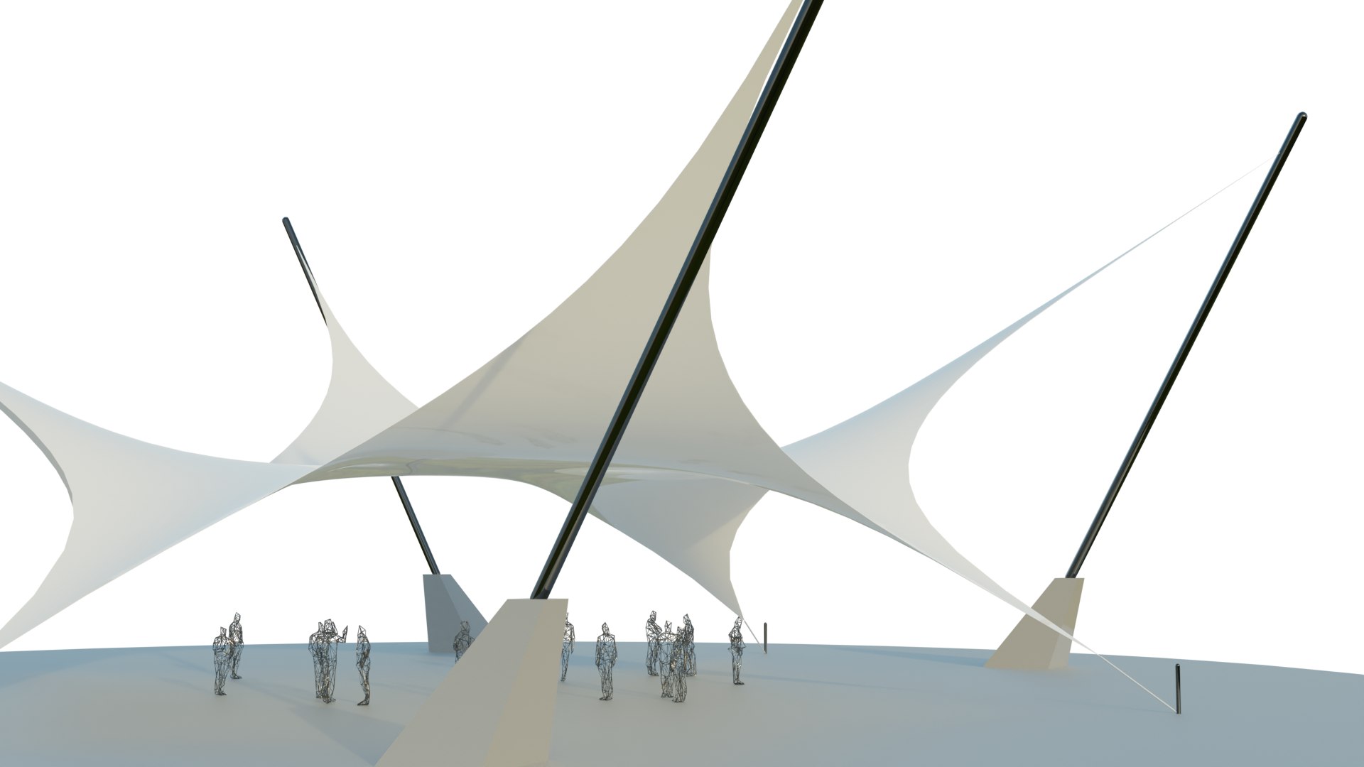 3D Model Tensile Structure Canopy Set 01 - TurboSquid 2357899