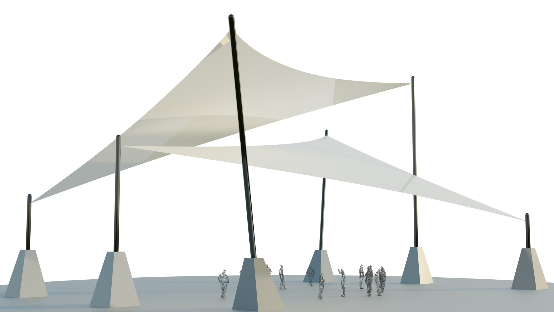 3D Model Tensile Structure Canopy Set 01 - TurboSquid 2357899