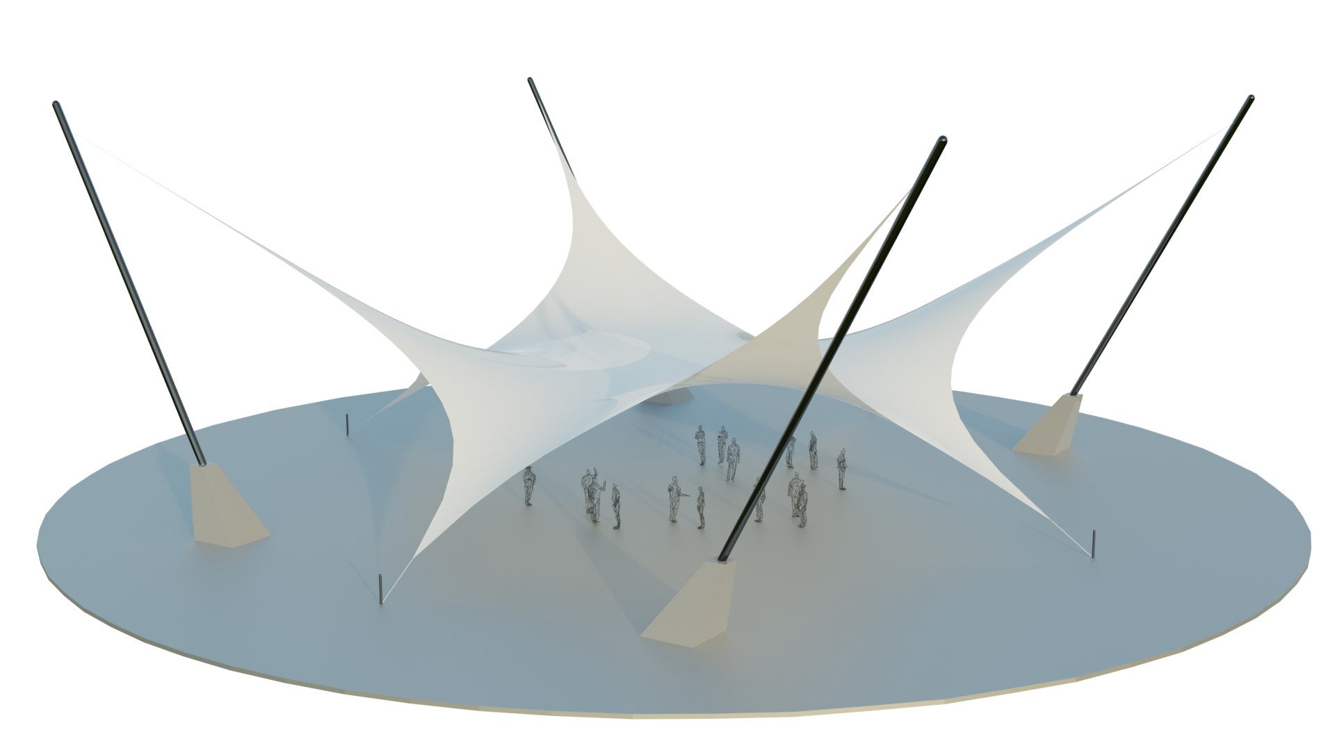3D Model Tensile Structure Canopy Set 01 - TurboSquid 2357899