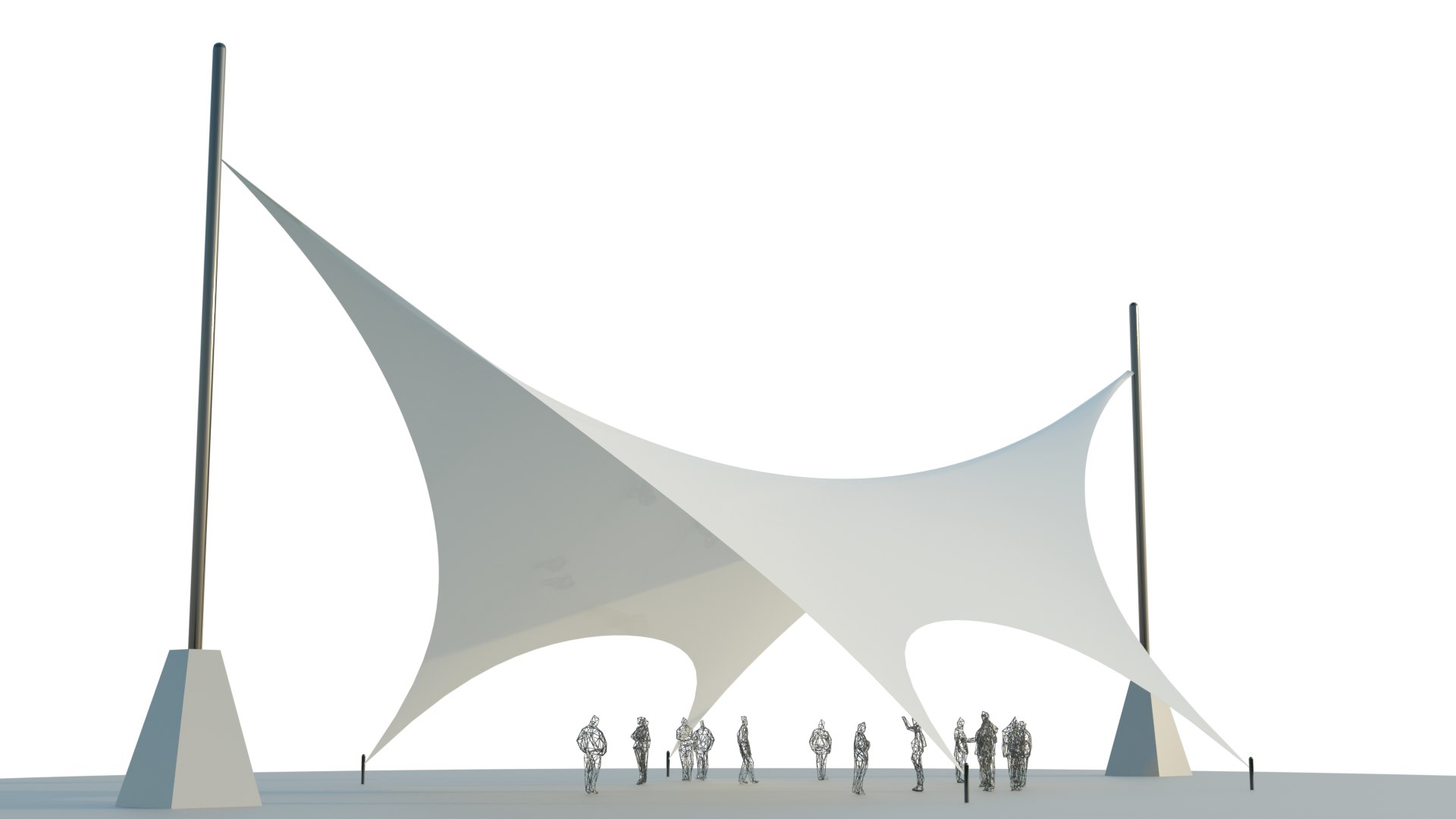 3D Model Tensile Structure Canopy Set 01 - TurboSquid 2357899