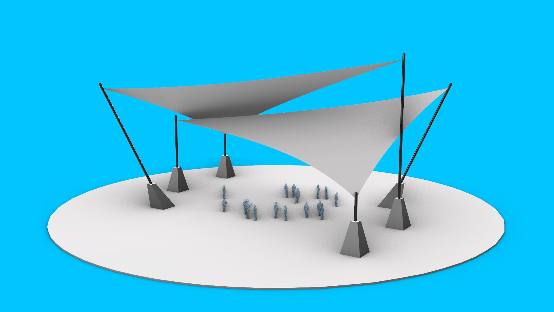 3D Model Tensile Structure Canopy Set 01 - TurboSquid 2357899
