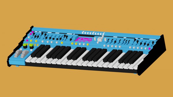 Blue colorful toy synthesizer pixel art stylized 3D - TurboSquid 1818287