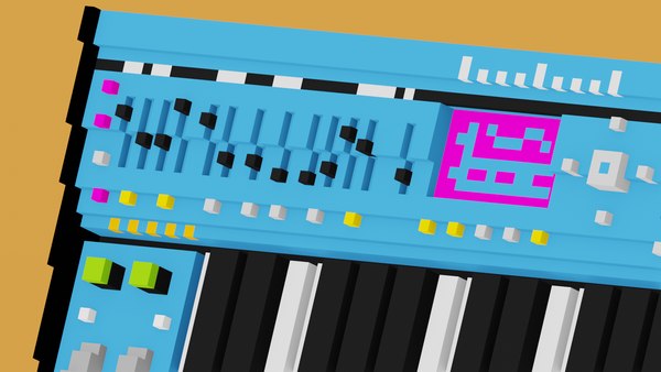 Blue colorful toy synthesizer pixel art stylized 3D - TurboSquid 1818287
