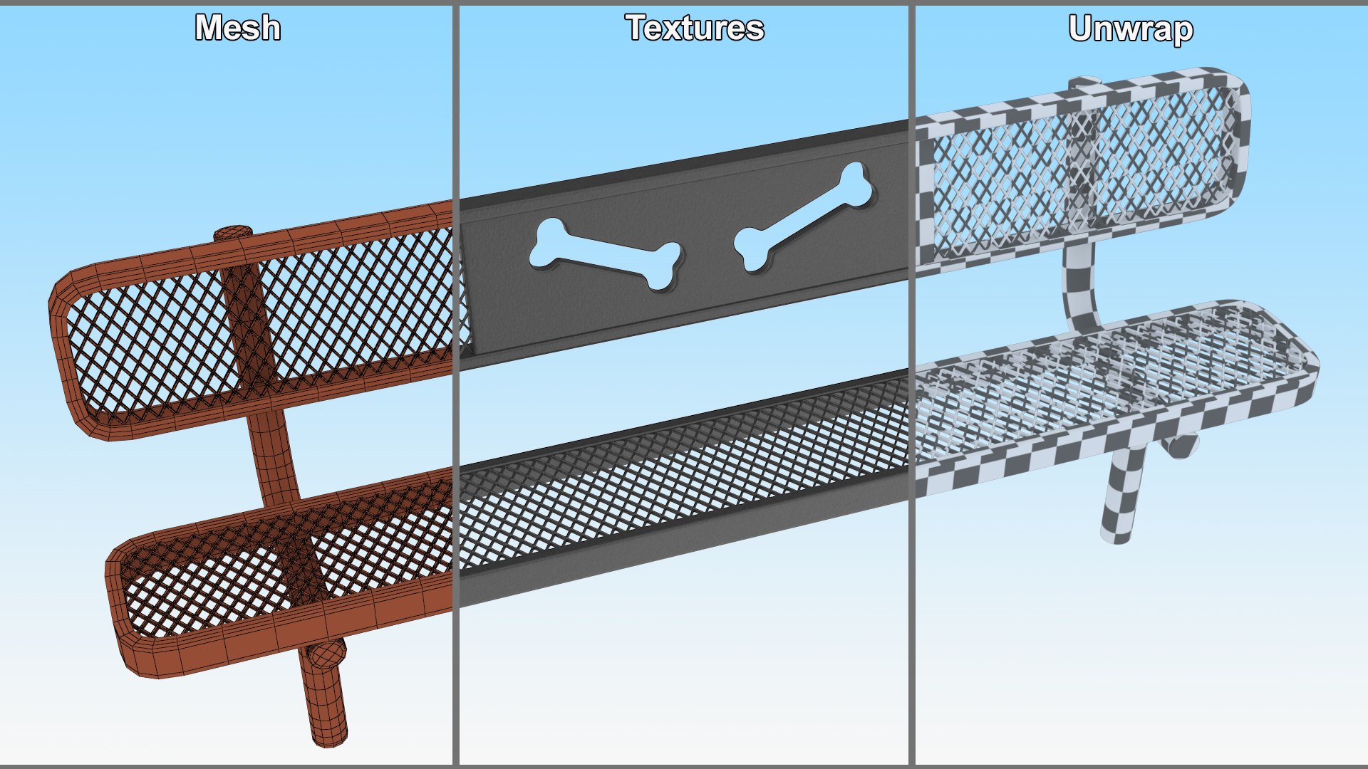 Black Bench For Dog Park 3D Model - TurboSquid 2045801